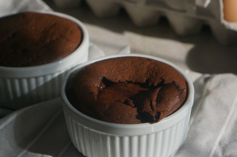 Dark Chocolate Soufflé with a Gooey Center | Slow Down Co.